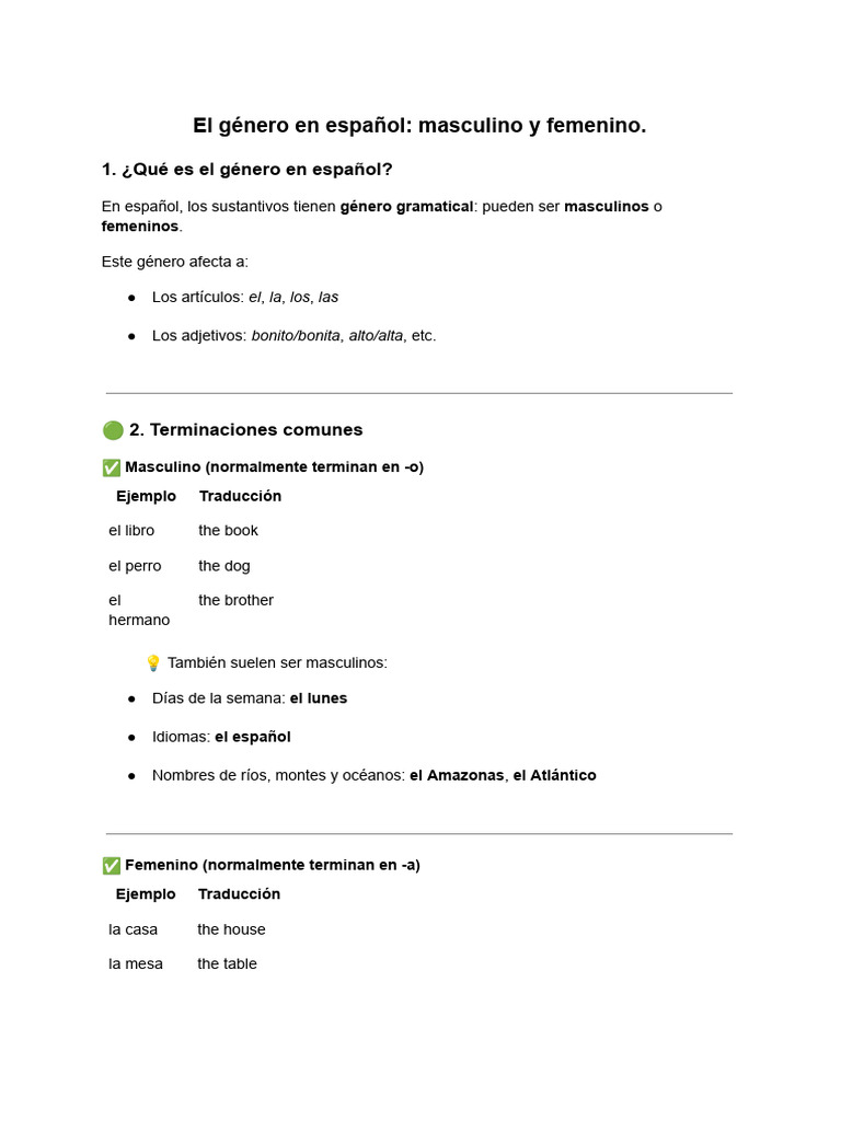 Género ELE A2-B1 | PDF | Sustantivo | Lingüística