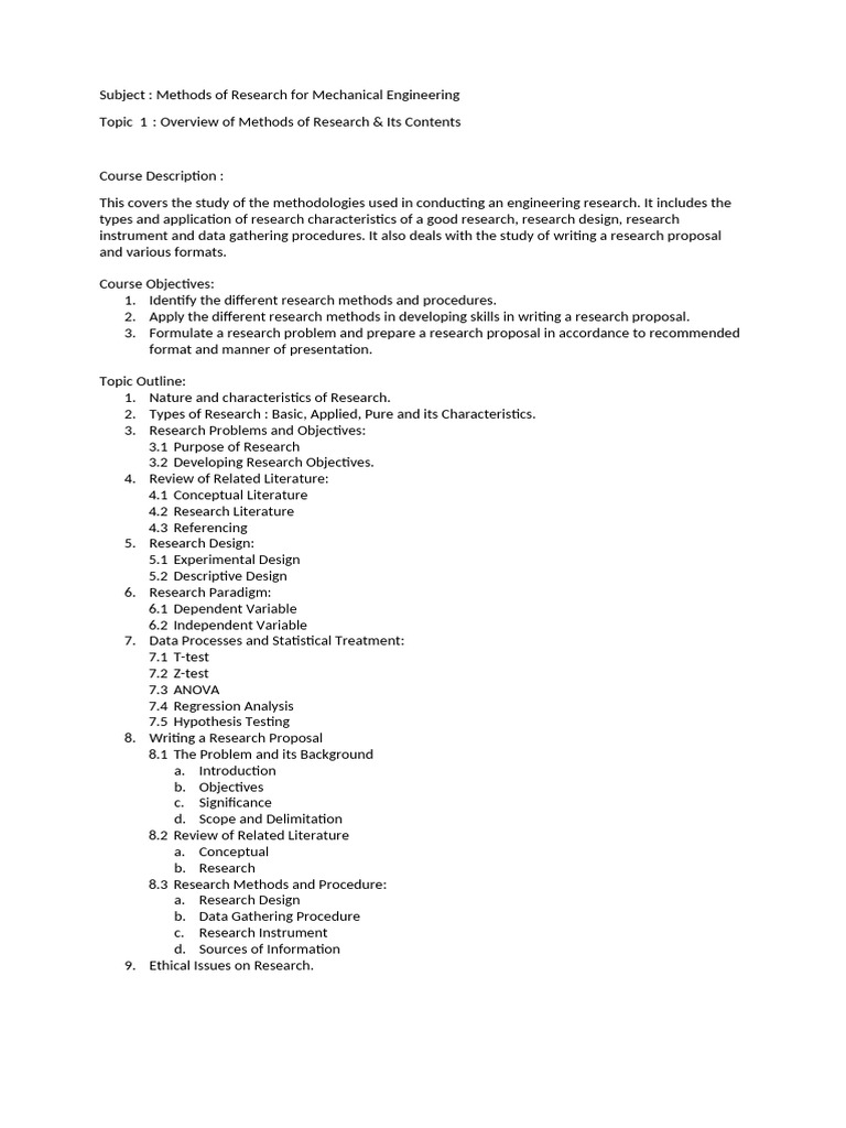 Week 1 Overview of Methods of Research | PDF