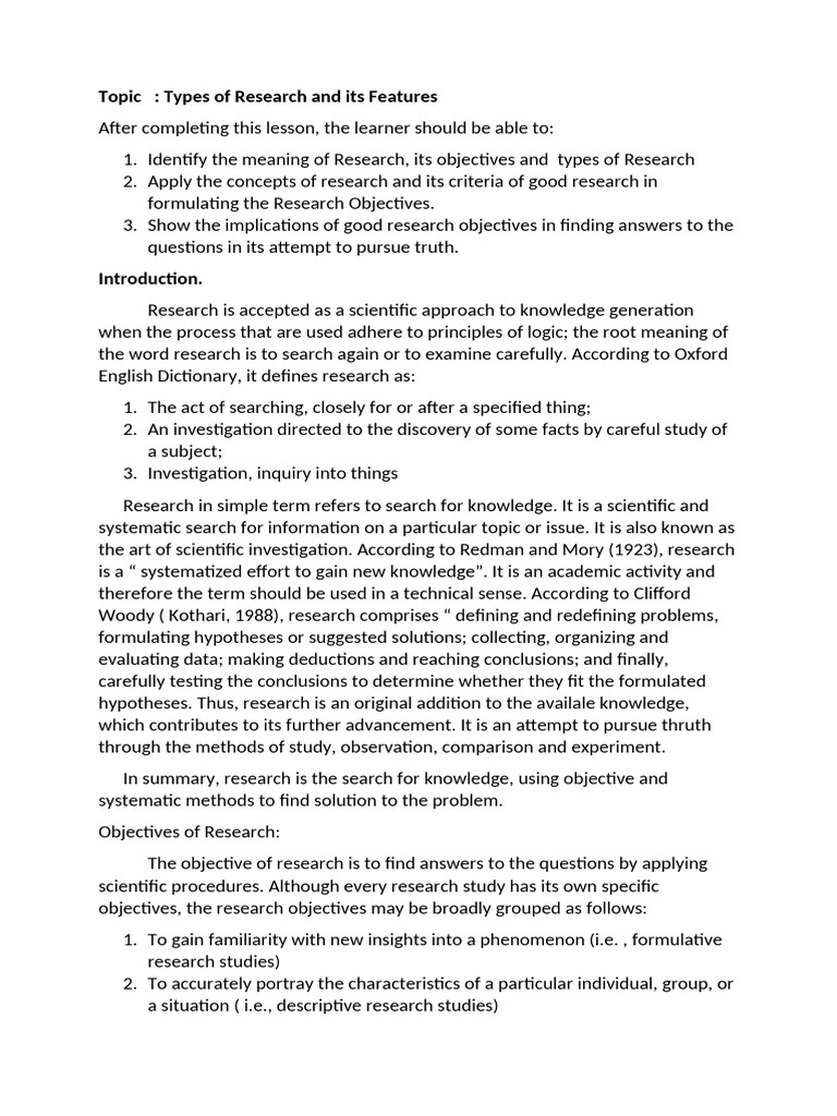 Week 2 Types and Objectives of Research | PDF | Quantitative Research ...