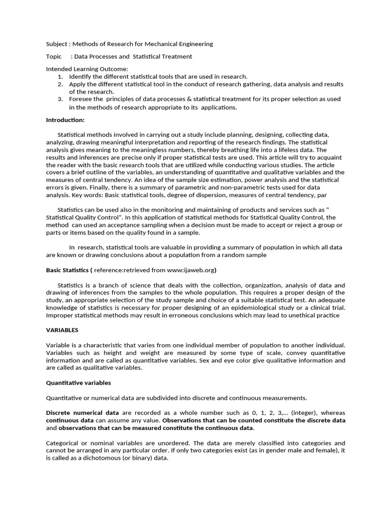LM 8 1 Statistical Tool | PDF | Statistics | Level Of Measurement