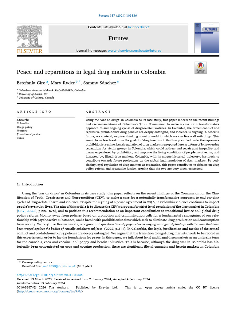 Peace and Reparations in Legal Drug Markets in Colombia | PDF | War On ...