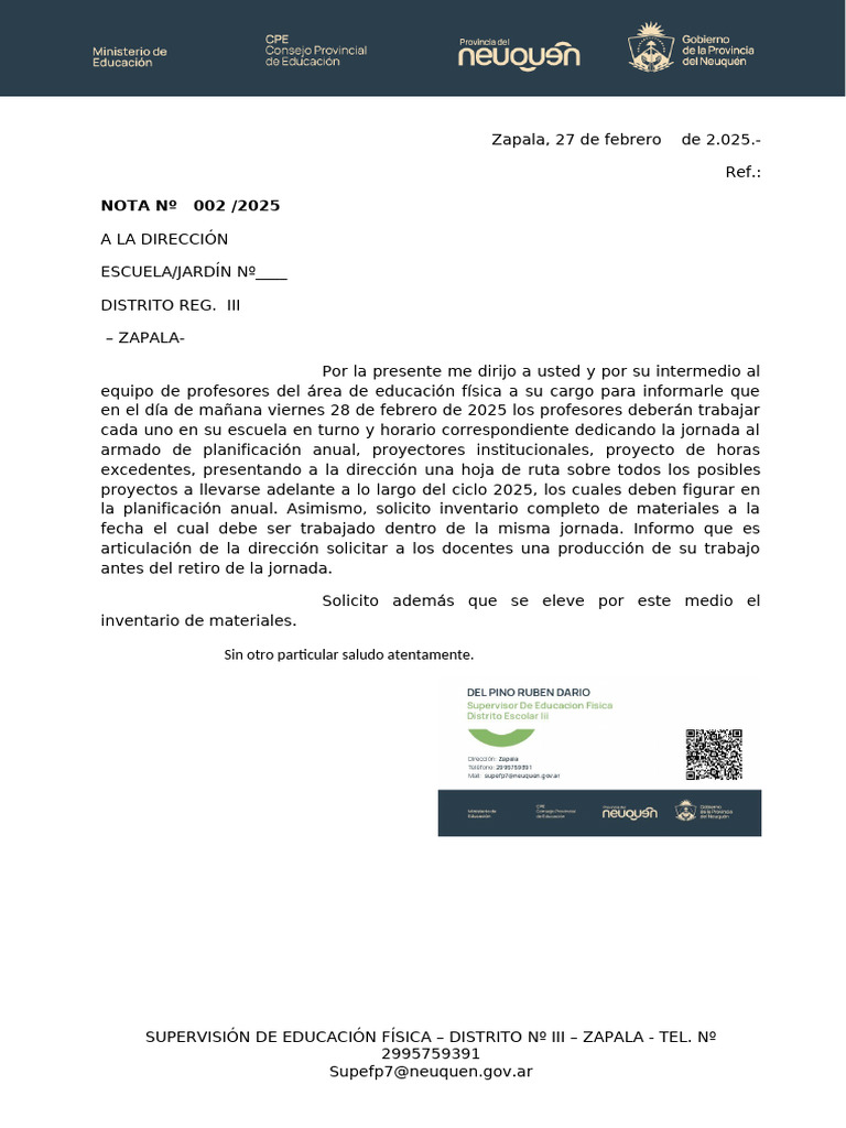 Educ. Fca - Nota 002-2025 | PDF