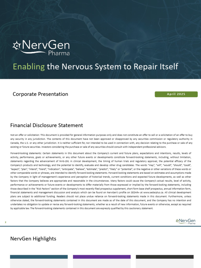 1 NervGen Presentation 20250412 Web | PDF | Nerve | Nervous System