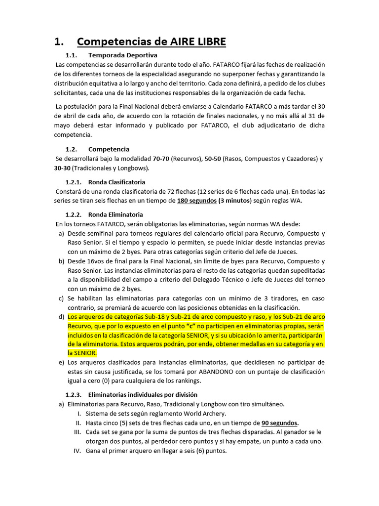 Competencias de AIRE LIBRE | PDF | Tiro al arco | Guerra de la Edad Media