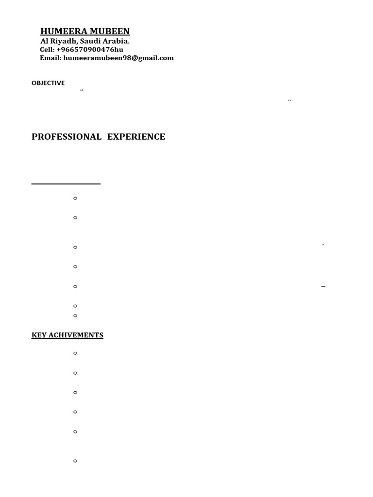 RESUME - (HUMEERA MUBEEN)_compressed | PDF