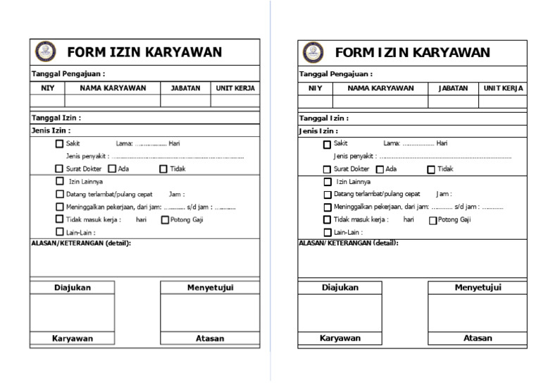 Form Izin Karyawan Revisi | PDF