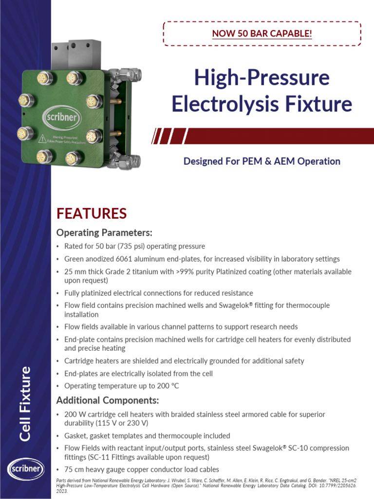 Scribner High Pressure Electrolysis Cell Fixture | PDF