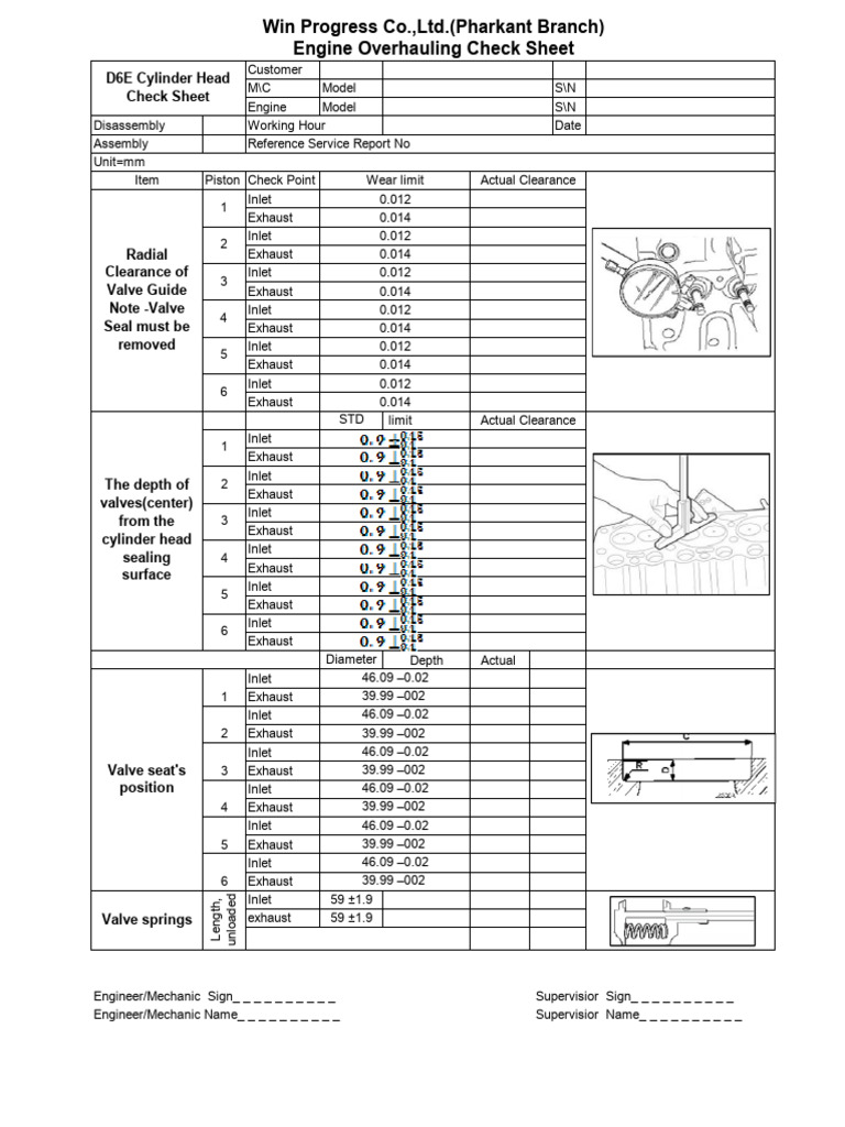 D6E Eng Ass and Disass (Cylinder Head) | PDF | Valve | Hydraulics