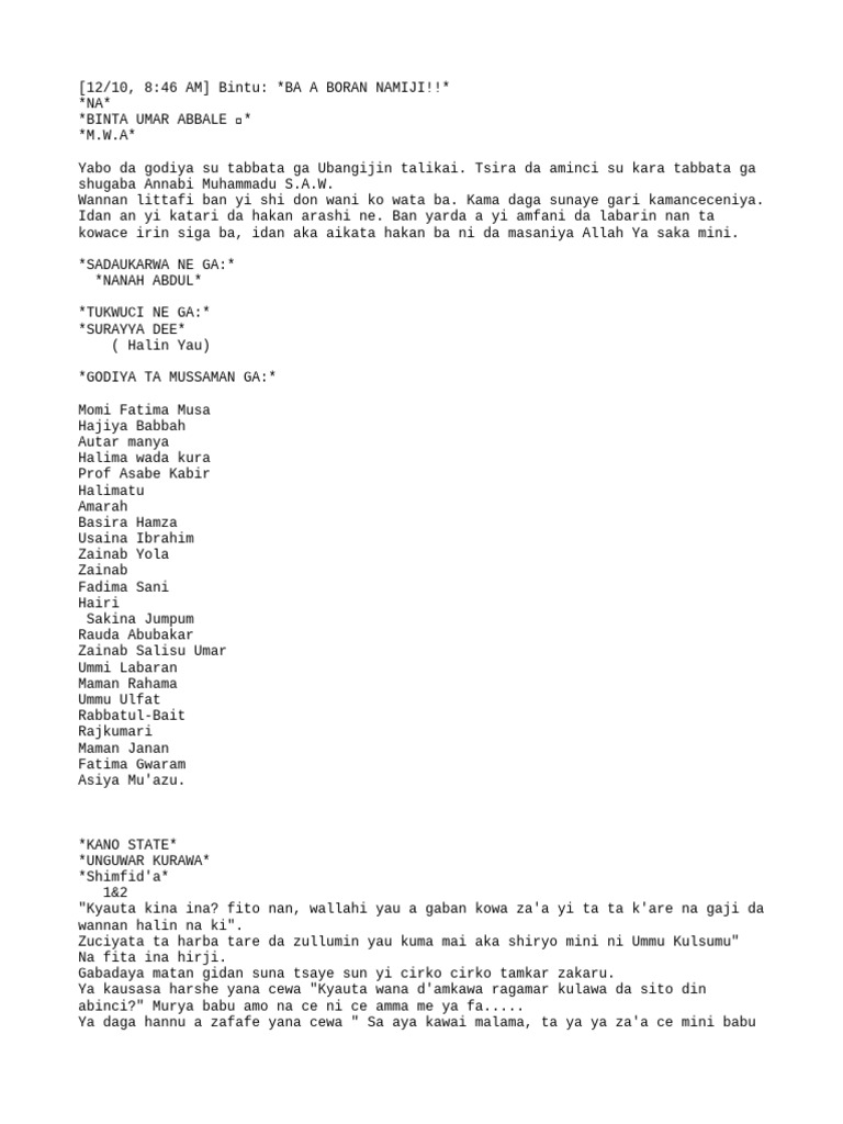 BA A BORAN NAMIJI BOOK1 BINTA UMAR ABBALE | PDF