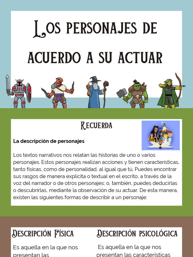 Descripción de Personajes en Narrativa | PDF