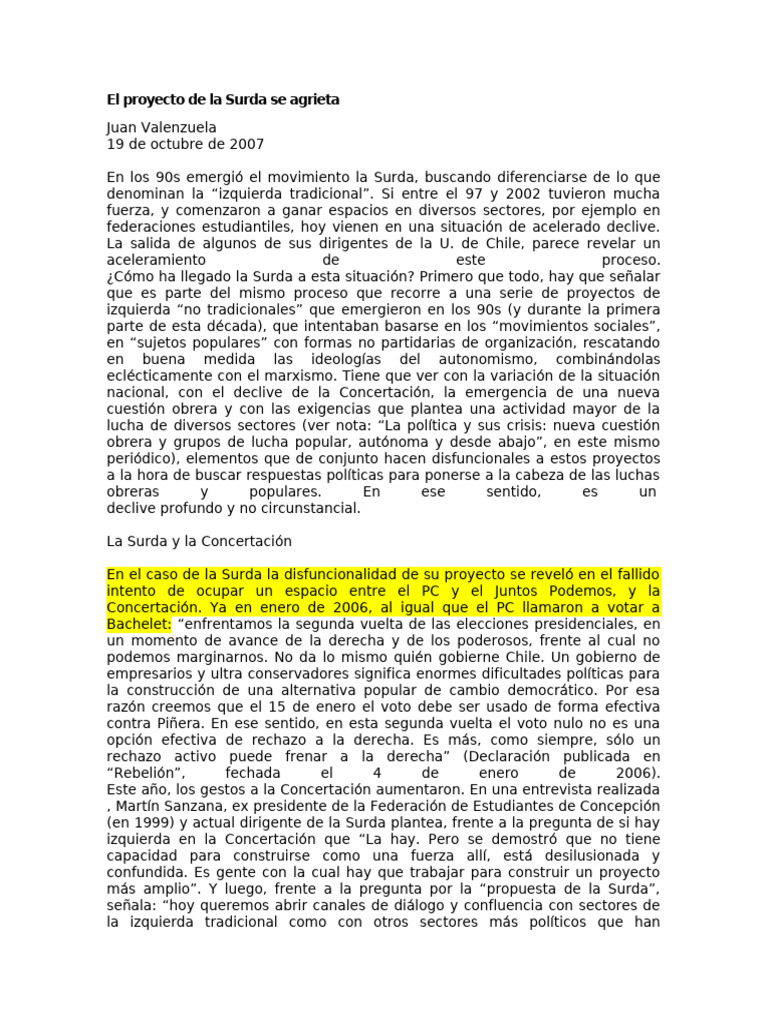 El Proyecto de La Surda Se Agrieta - CCC - 2007 | PDF | Política del ...