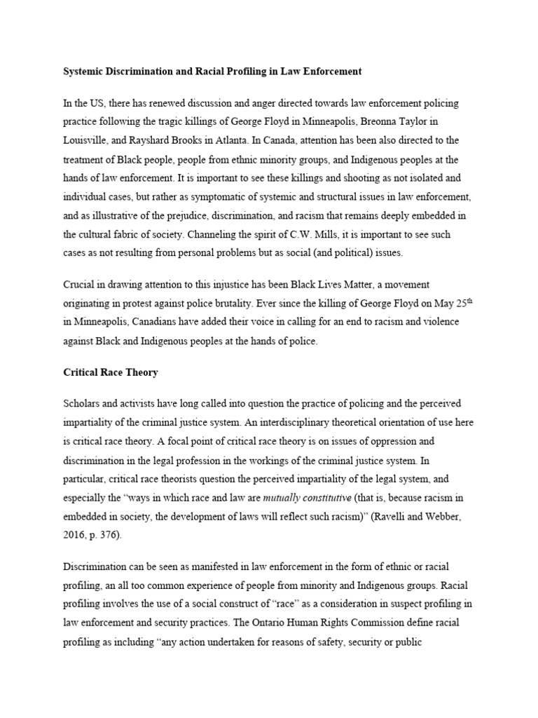 Systemic Discrimination and Racial Profiling in Law Enforcement ...
