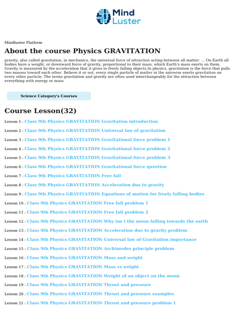 Physics Course: Understanding Gravitation | PDF | Gravity | Force