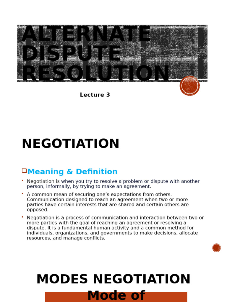 Lecture-2-ADR-08102024-084705pm | PDF | Negotiation | Alternative Dispute Resolution
