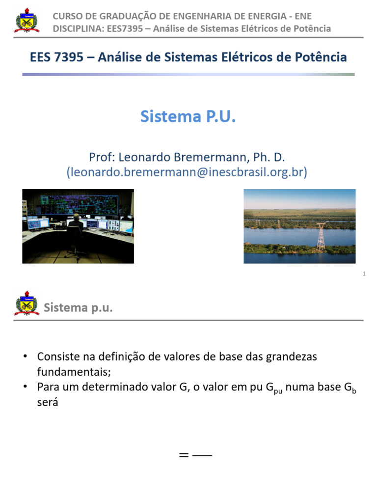 EES 7395 - 02 - Sistema Pu | PDF | Energia elétrica | Impedância elétrica