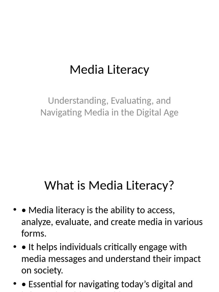 Media Literacy Presentation | PDF