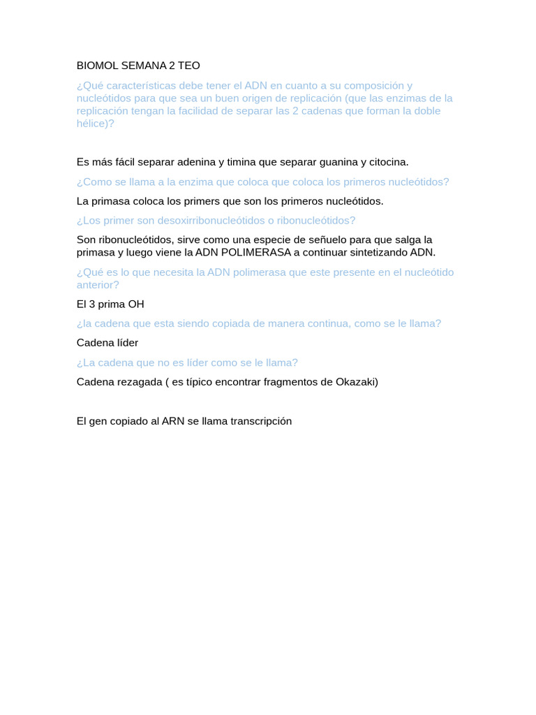 Biomol Semana 2 Teo | PDF