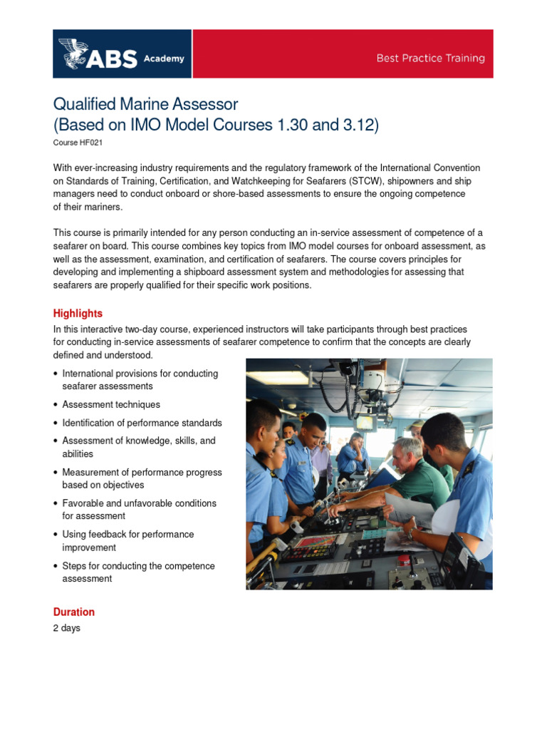 (HF021) Qualified Marine Assessor | PDF