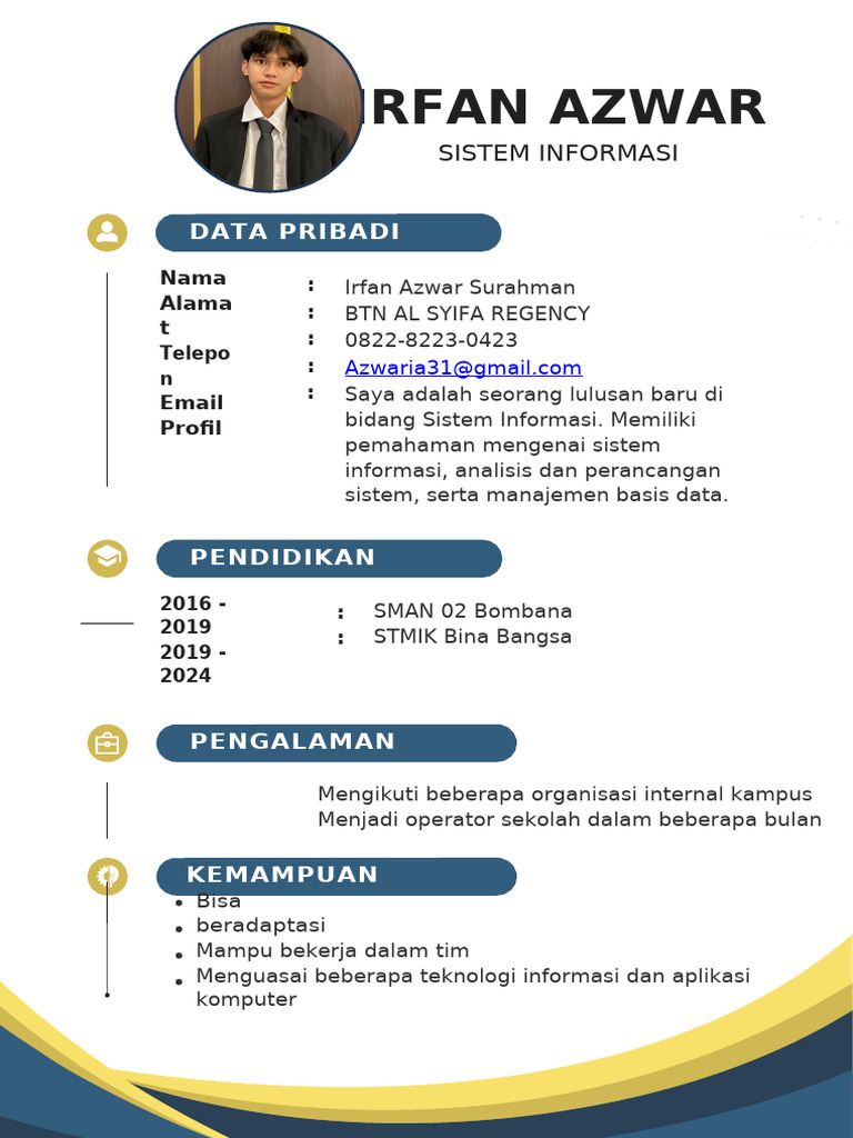 CV Irfan Azwar Resume | PDF