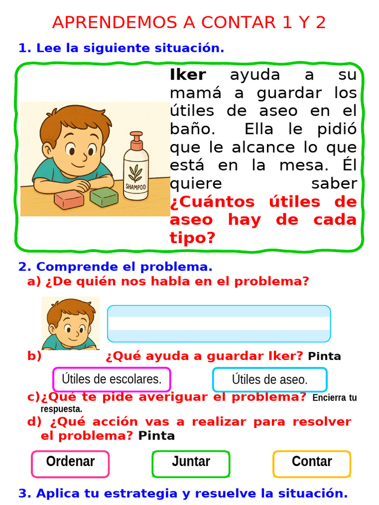 Ficha Aprendemos A Contar 1 y 2 | PDF