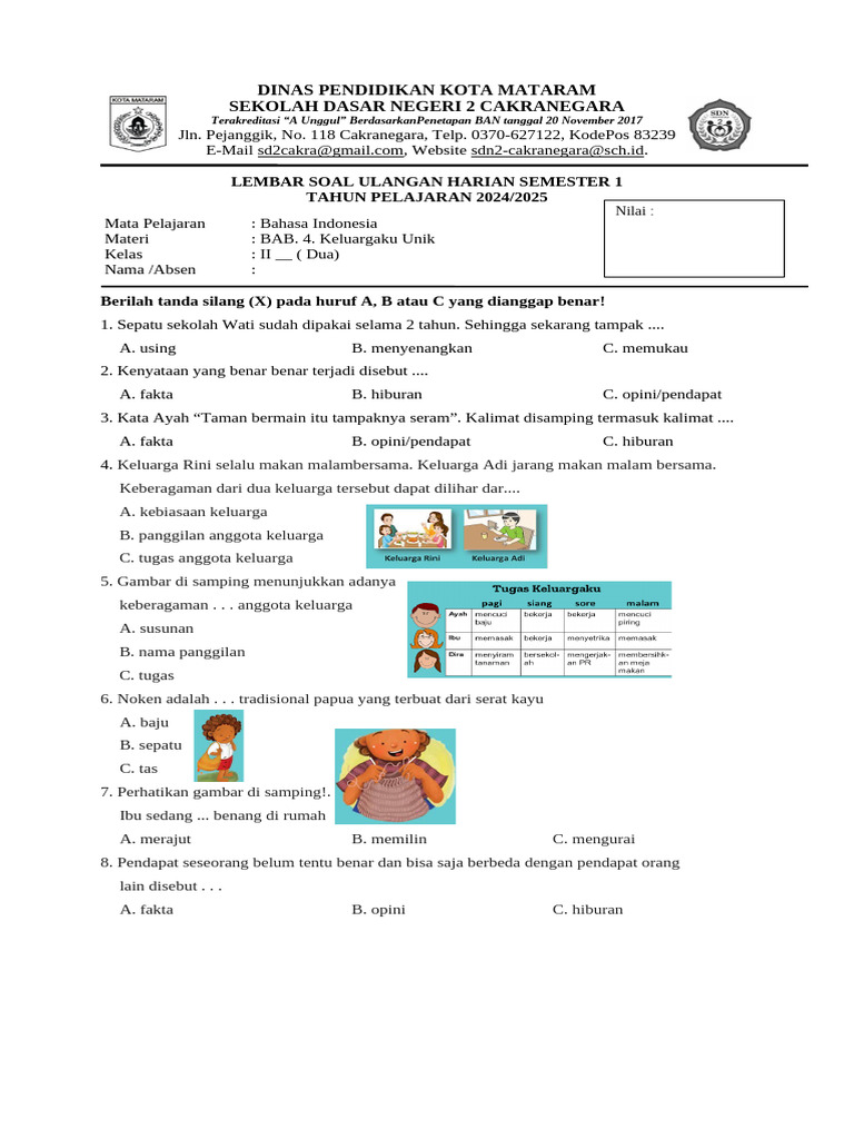Soal Uh Bi Bab 4 Kls 2d | PDF