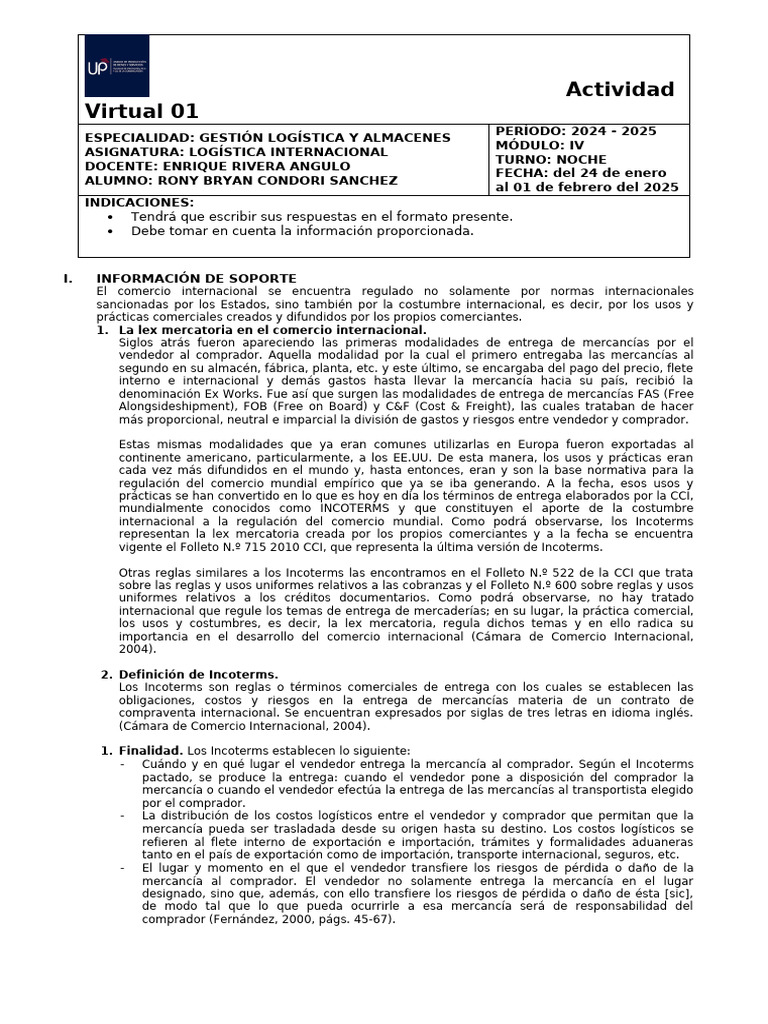 Actividad Virtual 1 - Rony Condori Sanchez | PDF | Comercio | Business