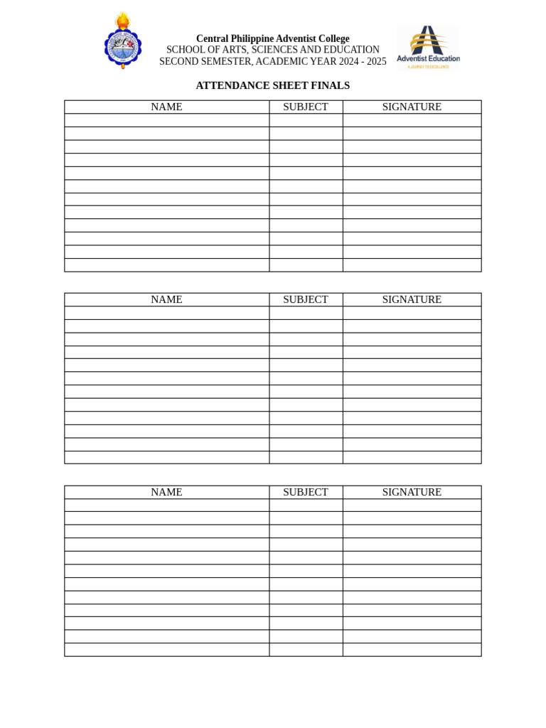 Attendance Sheet Finals | PDF