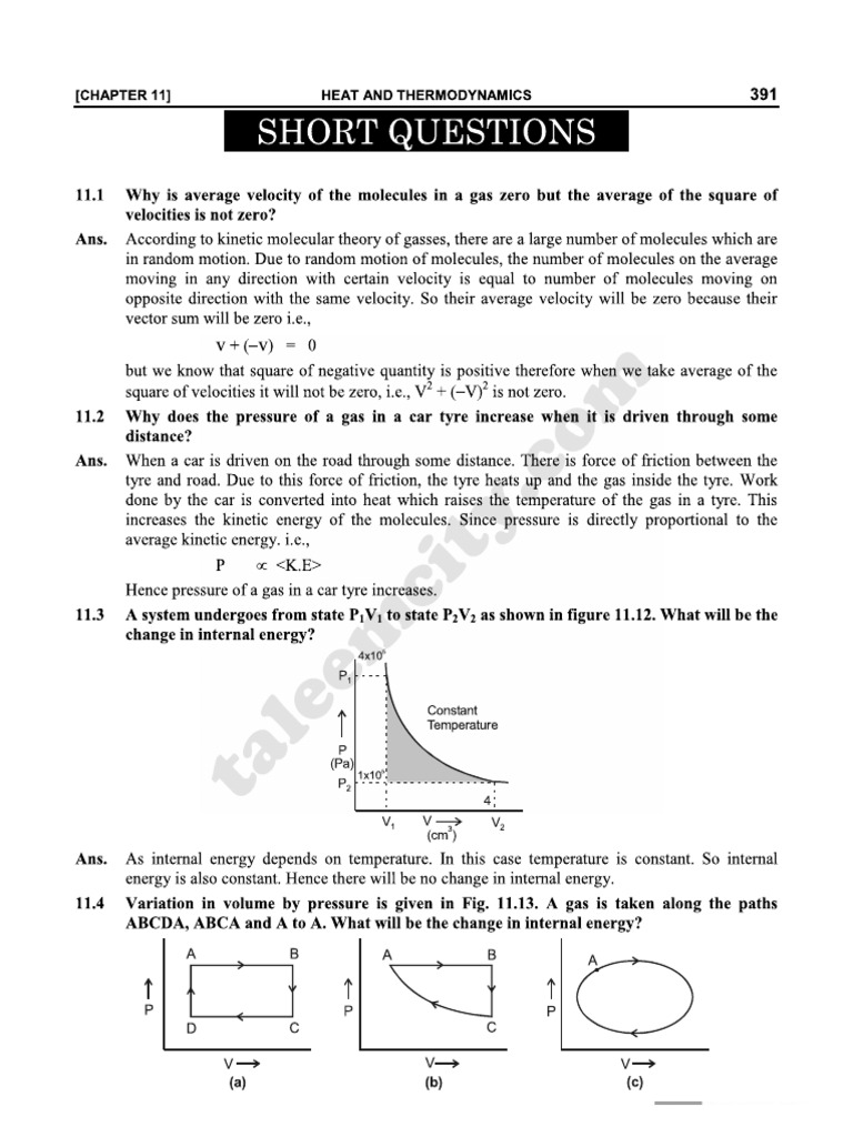 Physics SQs Numerical Chapter 11 | PDF