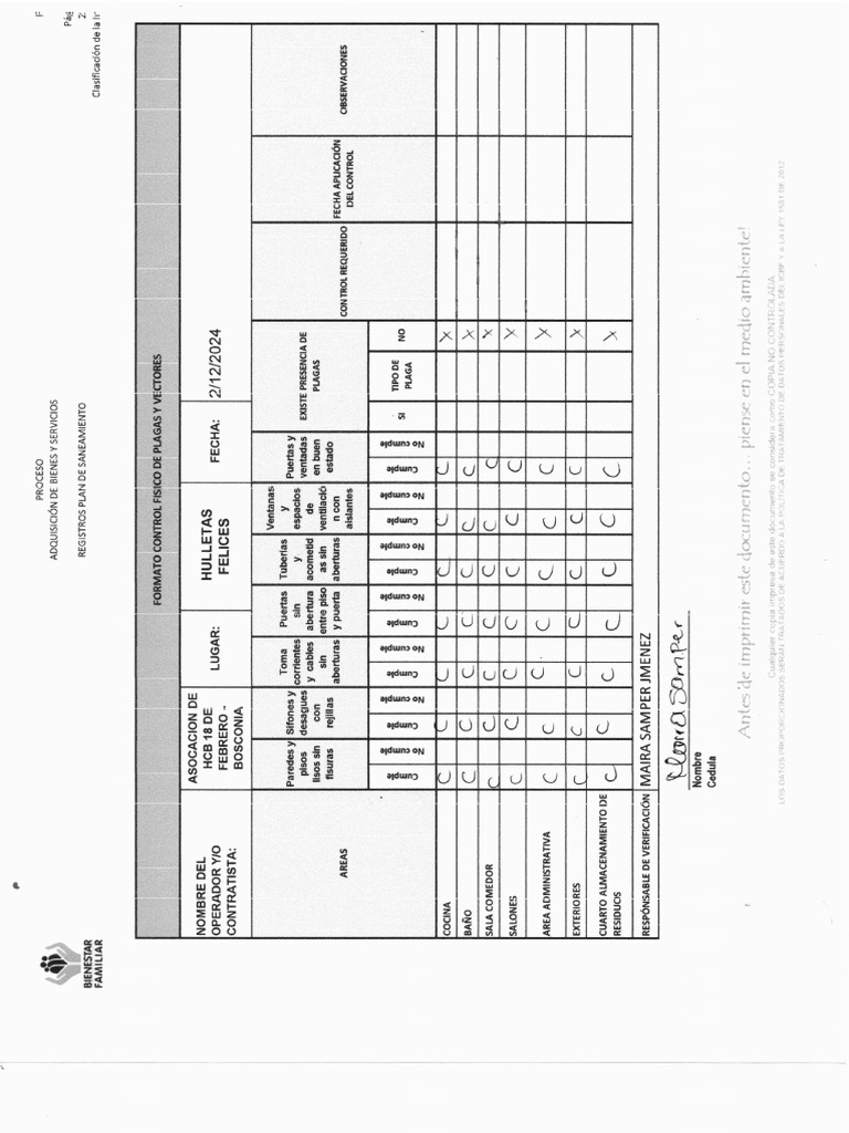 Control Plagas - Diciembre - Htas - Felices - PDF | PDF