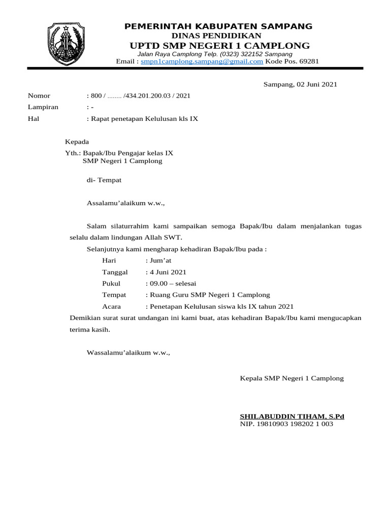 3 Undangan Rapat Kelulusan | PDF