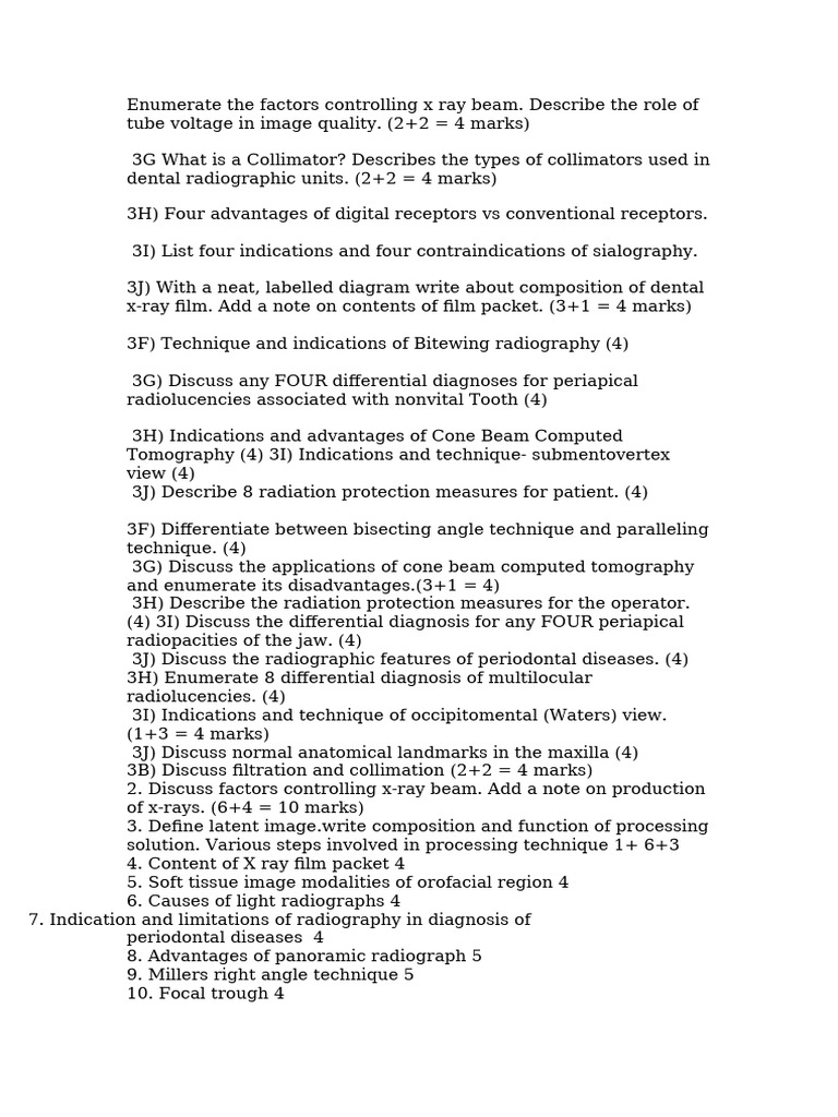 Radiology Past Questions | PDF | Radiography | Medical Imaging