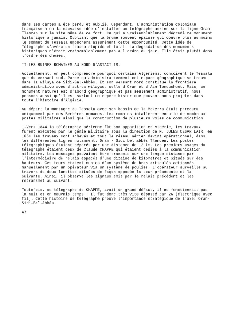 Dégradation historique du Tessala en Algérie | PDF | Télégraphie | Algérie