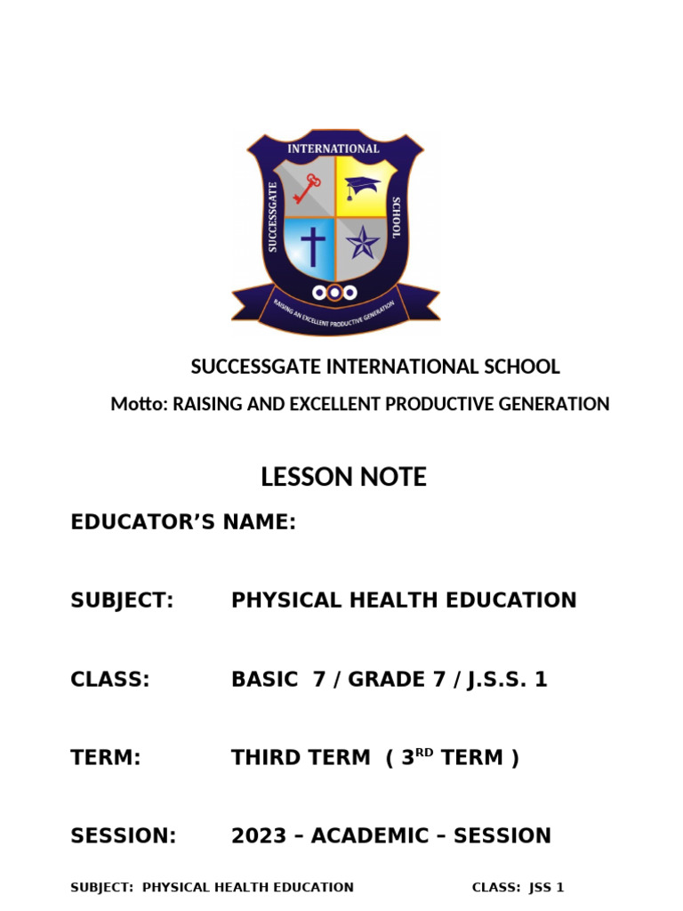 P.H.E Jss1 3rd Term L-Note | PDF | Volleyball | Foods