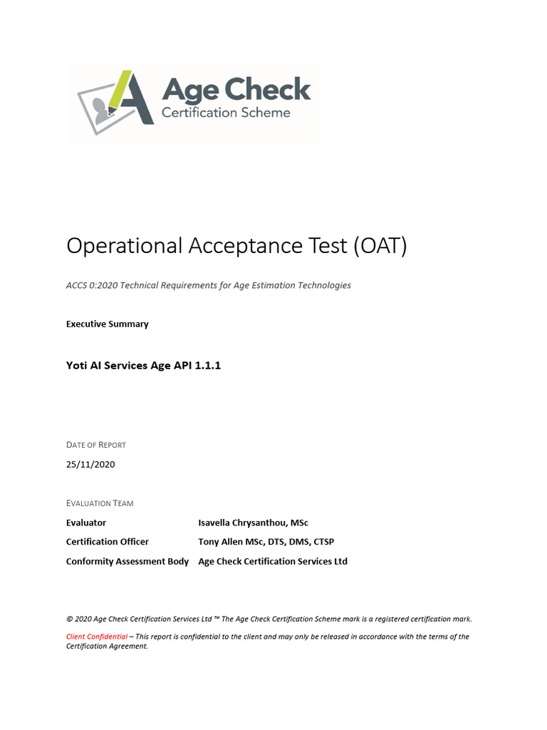 Yoti Age Estimation System OAT Report | PDF | Engineering Tolerance ...