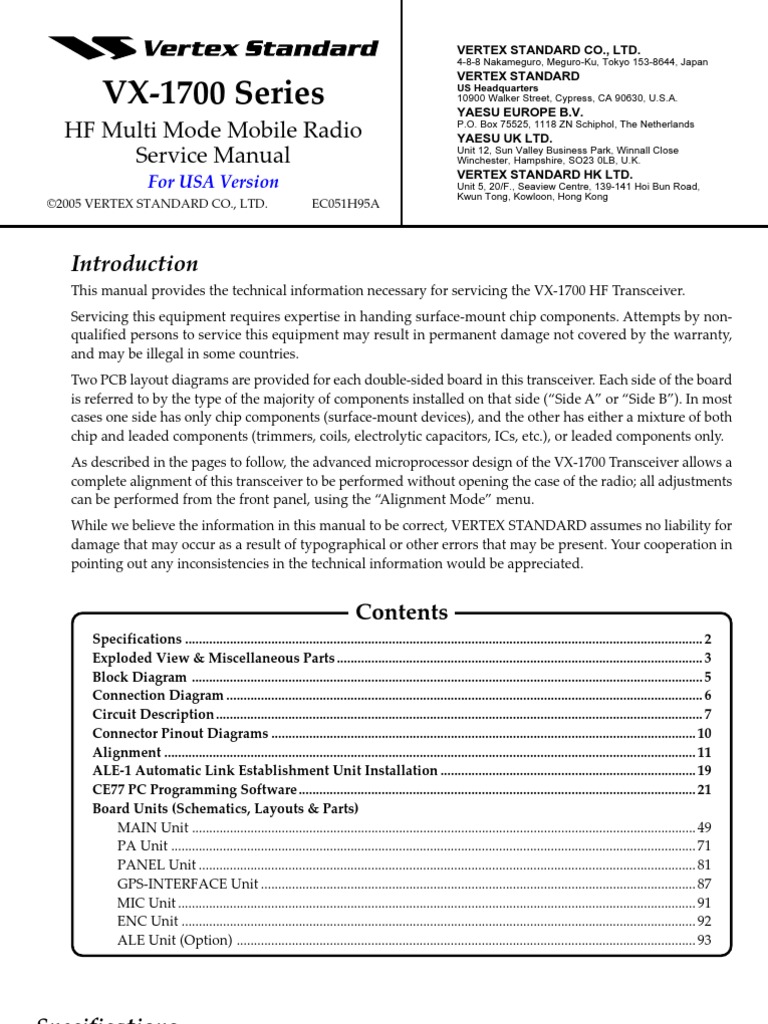 Vertex VX 1700 Service Manual | PDF | Amplifier | Electronic Filter
