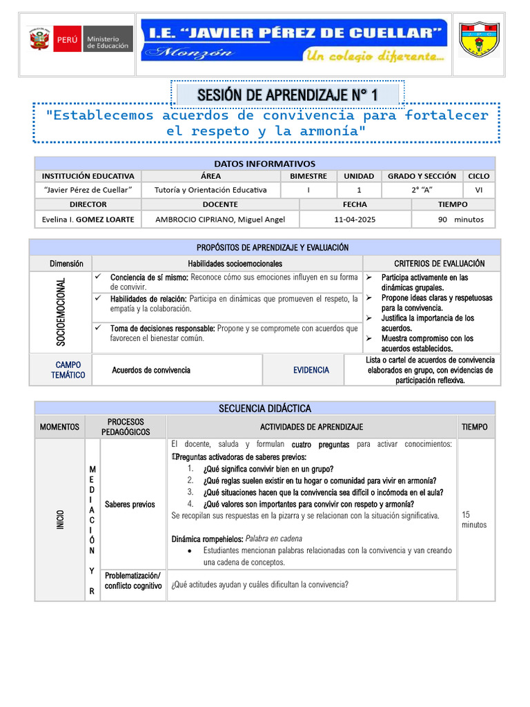 Sesion de Aprendizaje Comunicacion 01 | PDF | Maestros | Aprendizaje