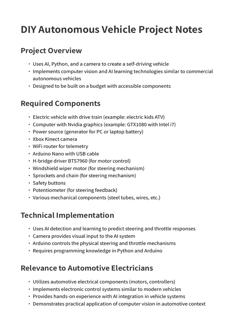 Autonomous Vehicle Notes | PDF