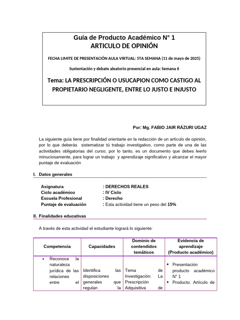 Guia Pa1 - Articulo de Opinión - Semana 5 | PDF | Ensayos