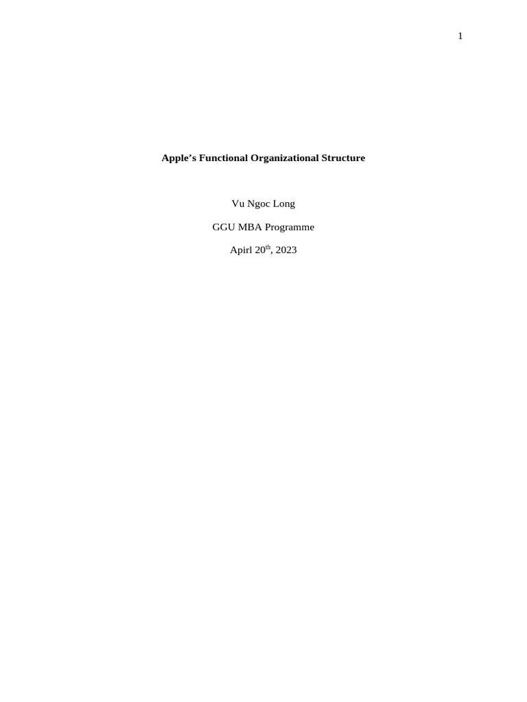 Apple's Functional Organizational Structure | PDF | Innovation ...