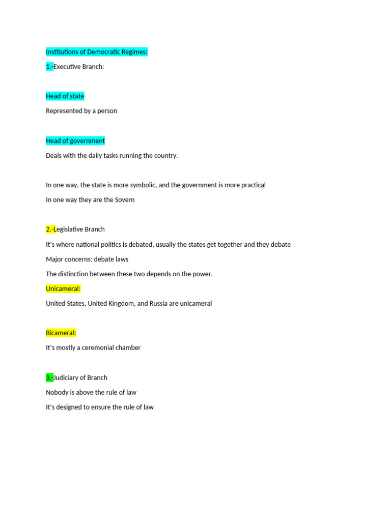Overview of Democratic Regime Structures | PDF