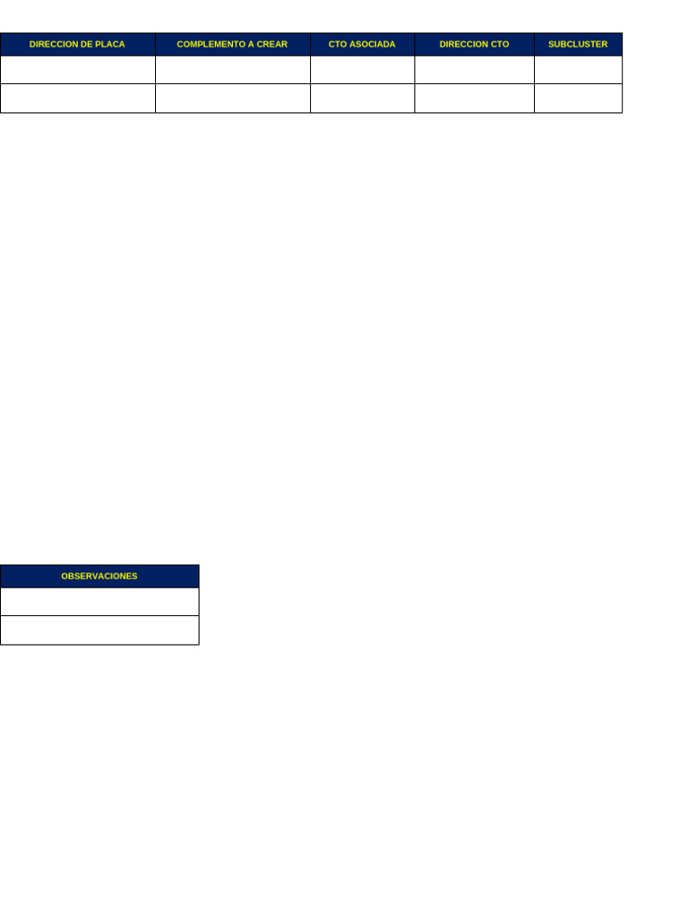 Formato Creacion Complemento FTTH - V.11.2023 | PDF