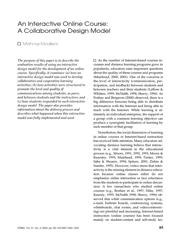 An Interactive Online Course - A Collaborative Design Model | PDF | Constructivism (Philosophy ...