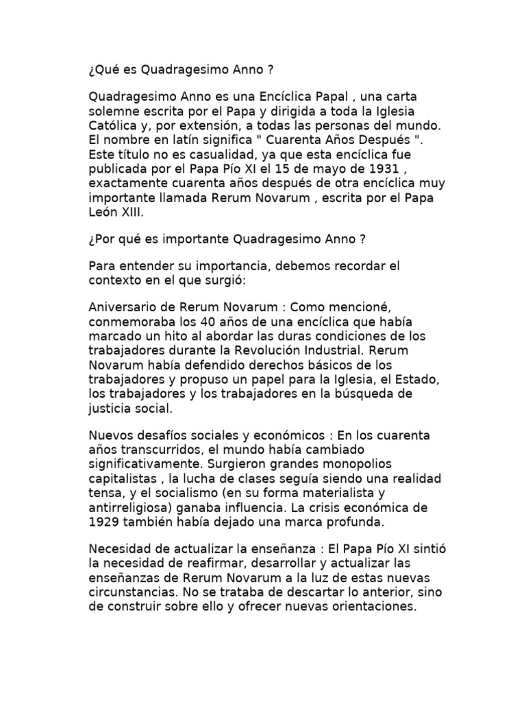 Quadragesimo Anno | PDF | Derecho laboral | Doctrina social católica