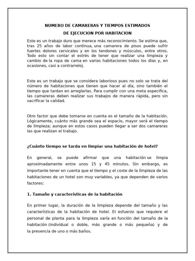 Tiempo de Habitacion | PDF | Hotel