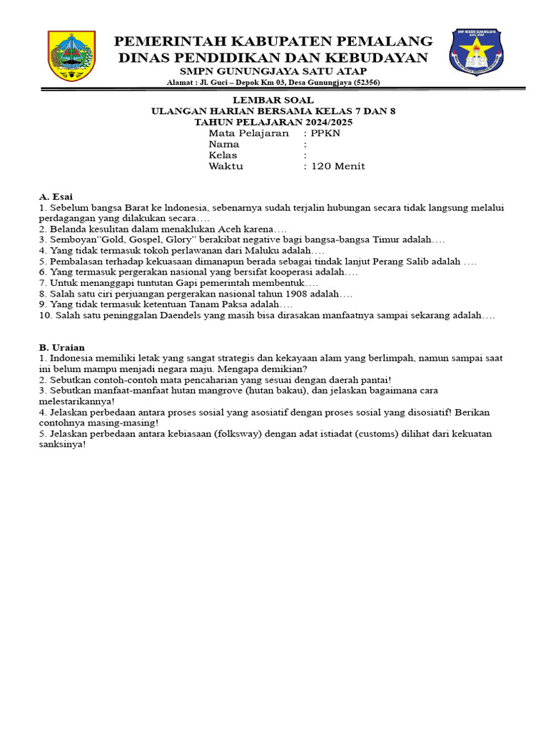 SOAL UHB IPS KELAS 8 SMT 2 | PDF
