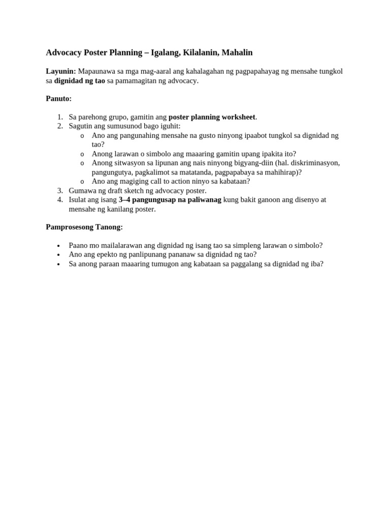 Advocacy Poster Planning | PDF