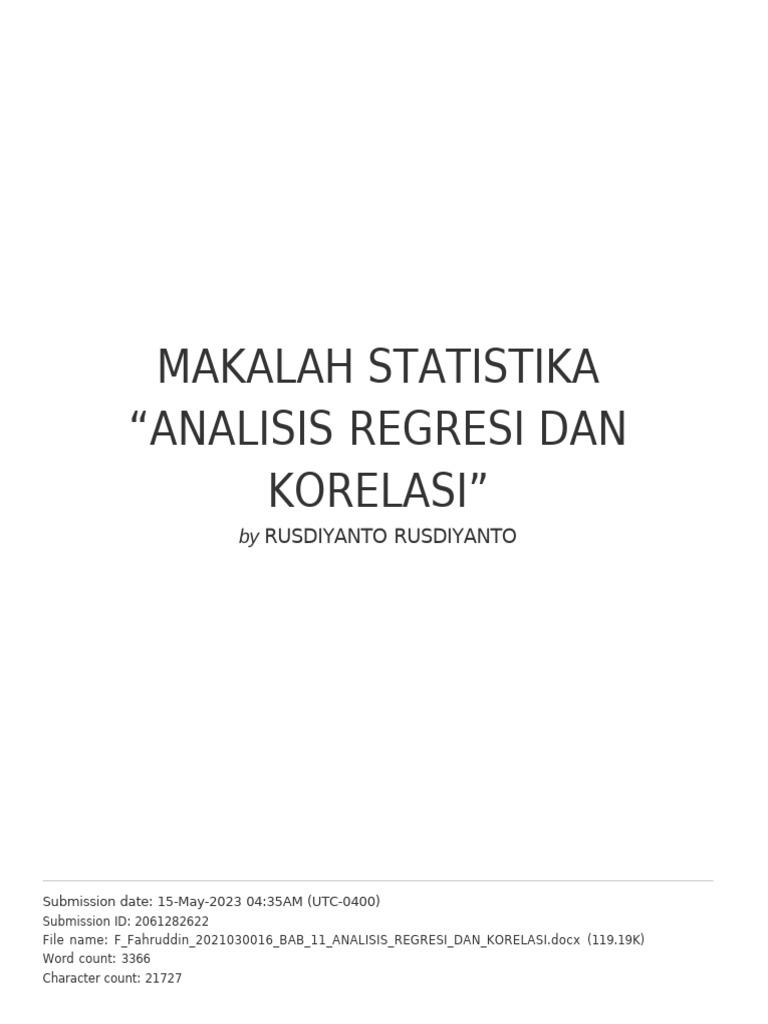 88 - Makalah Statistika "Analisis Regresi Dan Korelasi" - Compressed | PDF