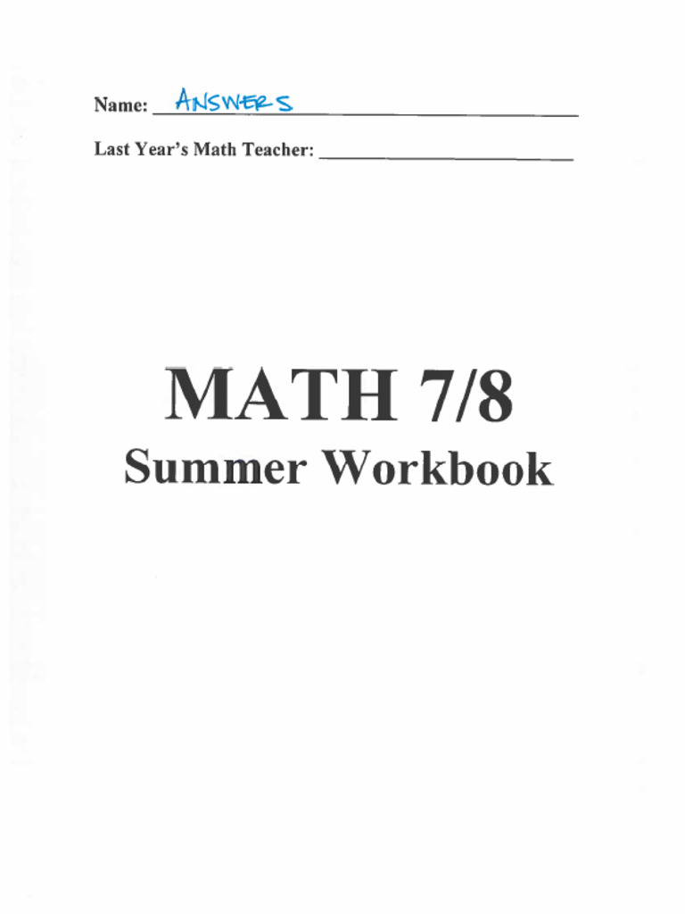 Entering Math 7-8 Answer Key | PDF