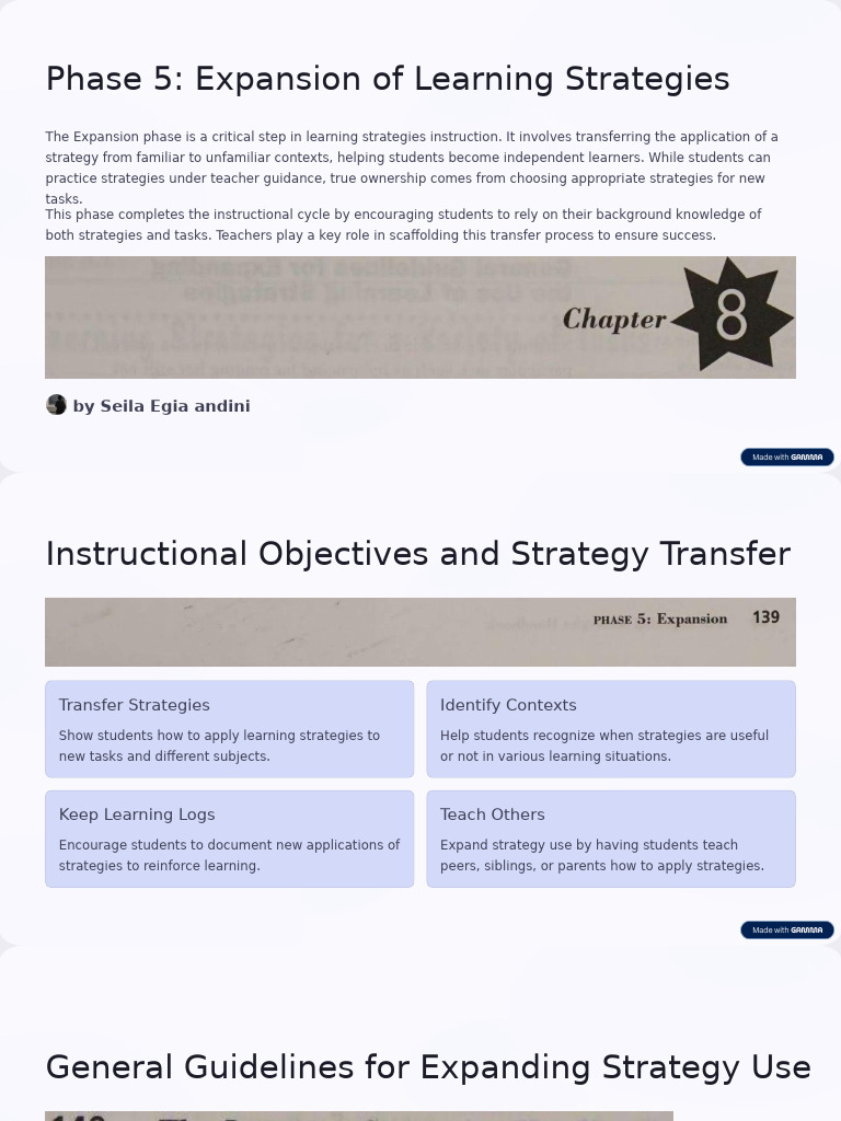 Phase 5 Expansion of Learning Strategies | PDF | Learning | Teachers