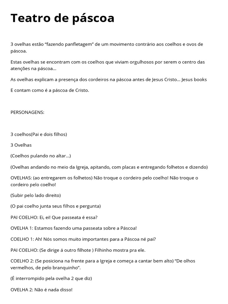 Teatro de Páscoa - 20250404 - 090154 - 0000 | PDF | Páscoa | Jesus